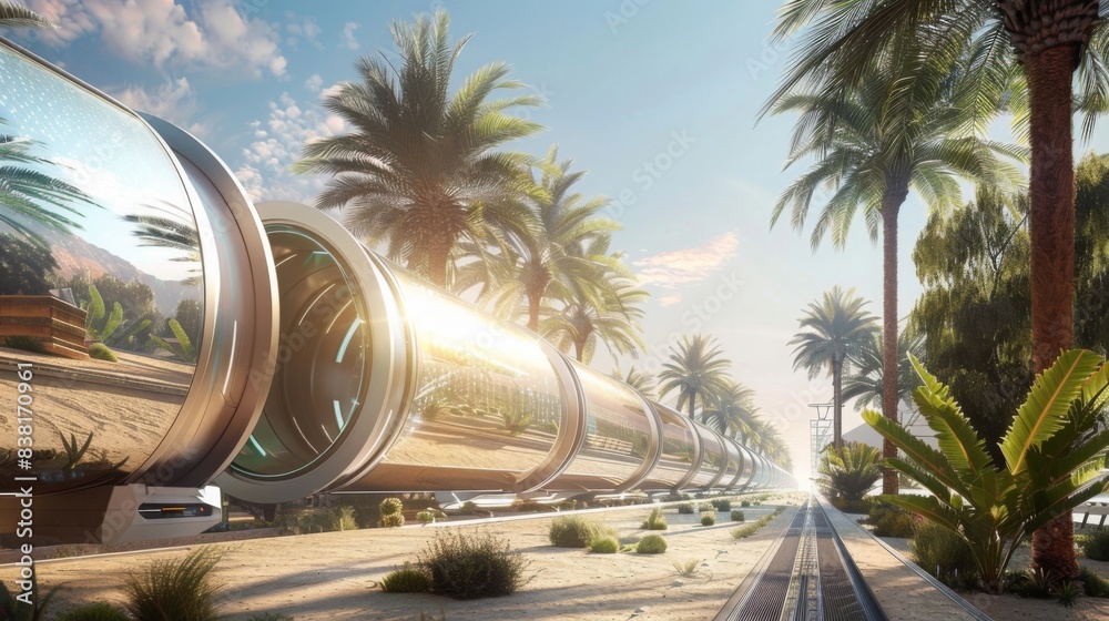 Construction of a hyperloop transportation system, featuring futuristic ...