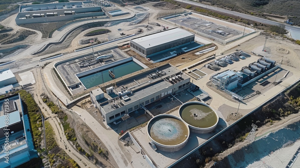 Construction of an advanced water management facility, featuring ...