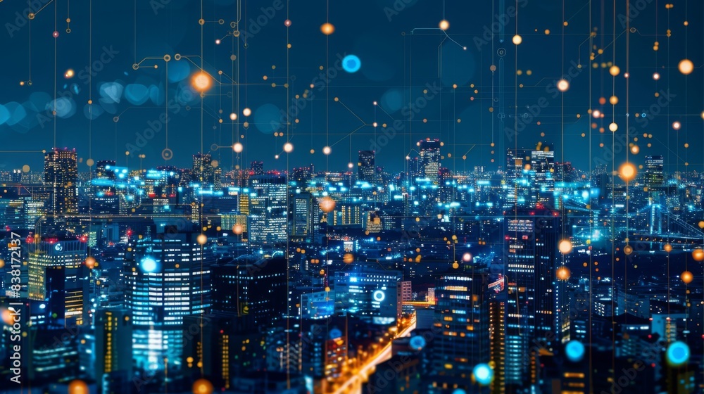 Construction of smart city infrastructure, featuring integrated IoT ...