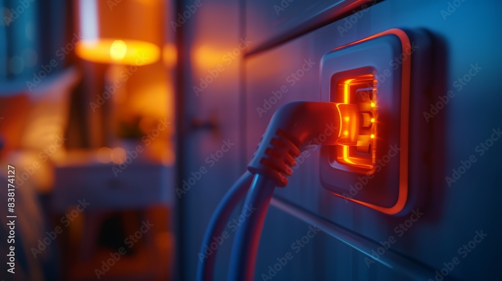 Charging port with a glowing indicator light, highlighting active ...