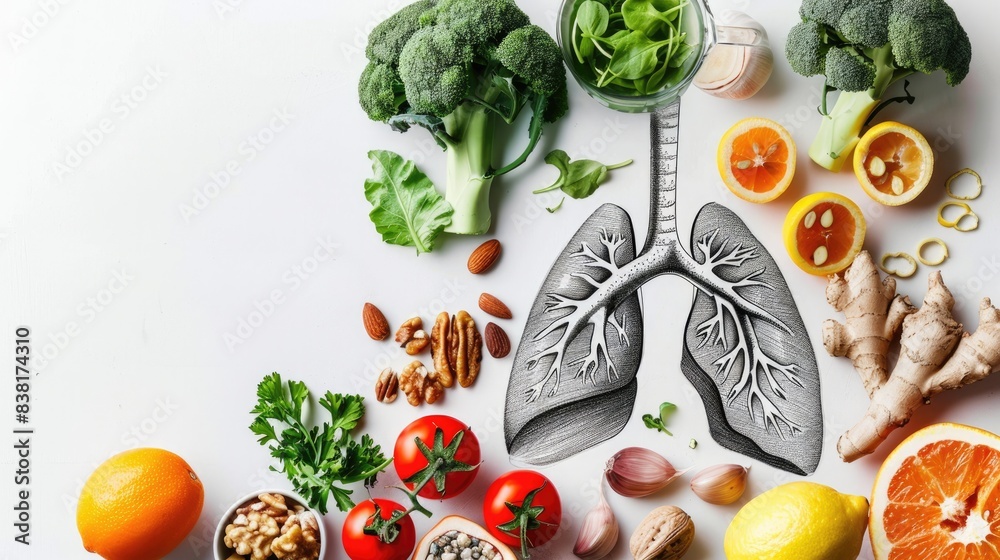 Concept of foods for healthy lungs, super foods that work wonders for ...