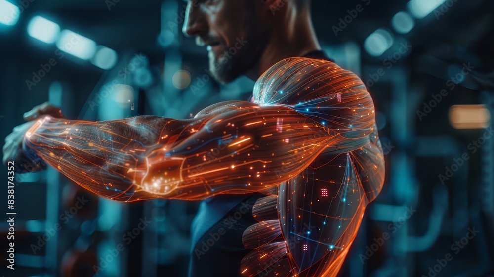 Kinesiology expert analyzing muscle movement, highlighting biomechanics ...