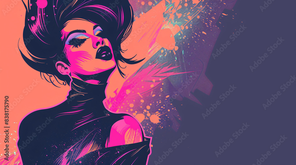 Modern vector illustration of a drag queen with a fierce contour, high ...