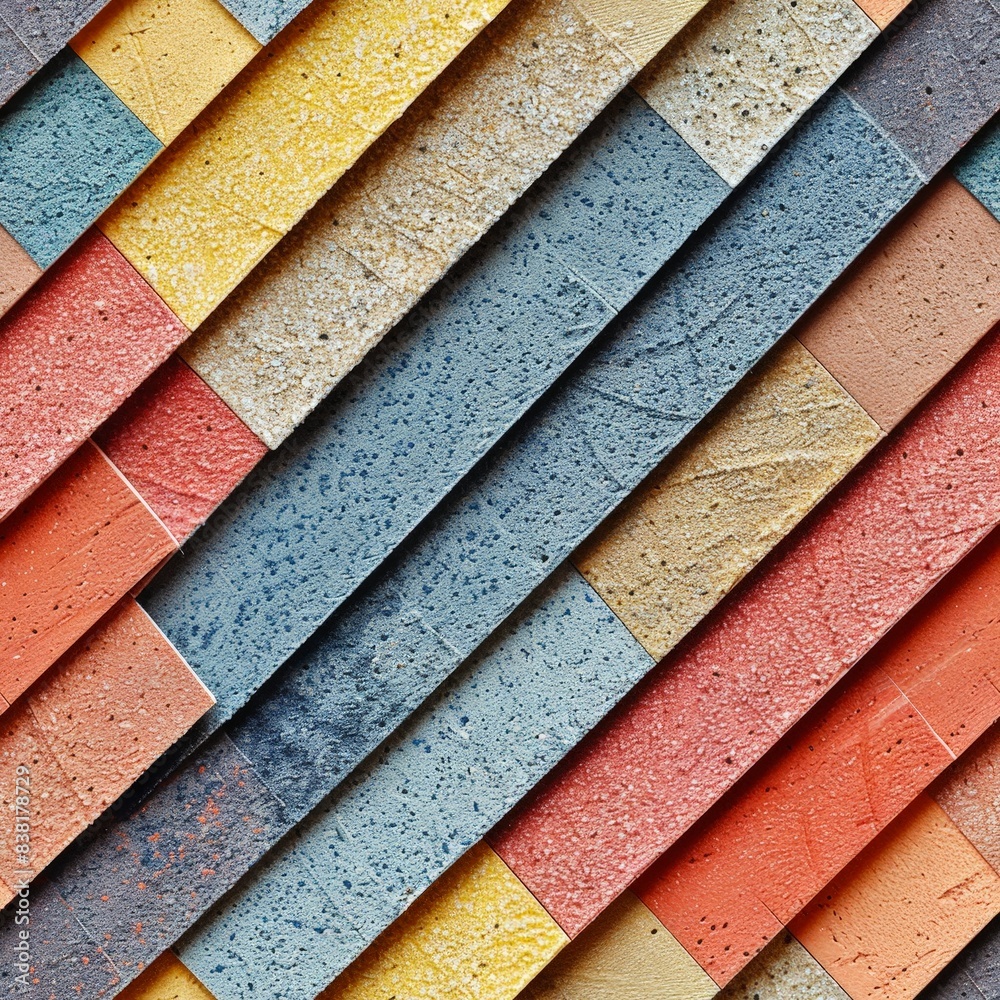 colorful pattern of overlapping rectangular concrete blocks arranged in ...