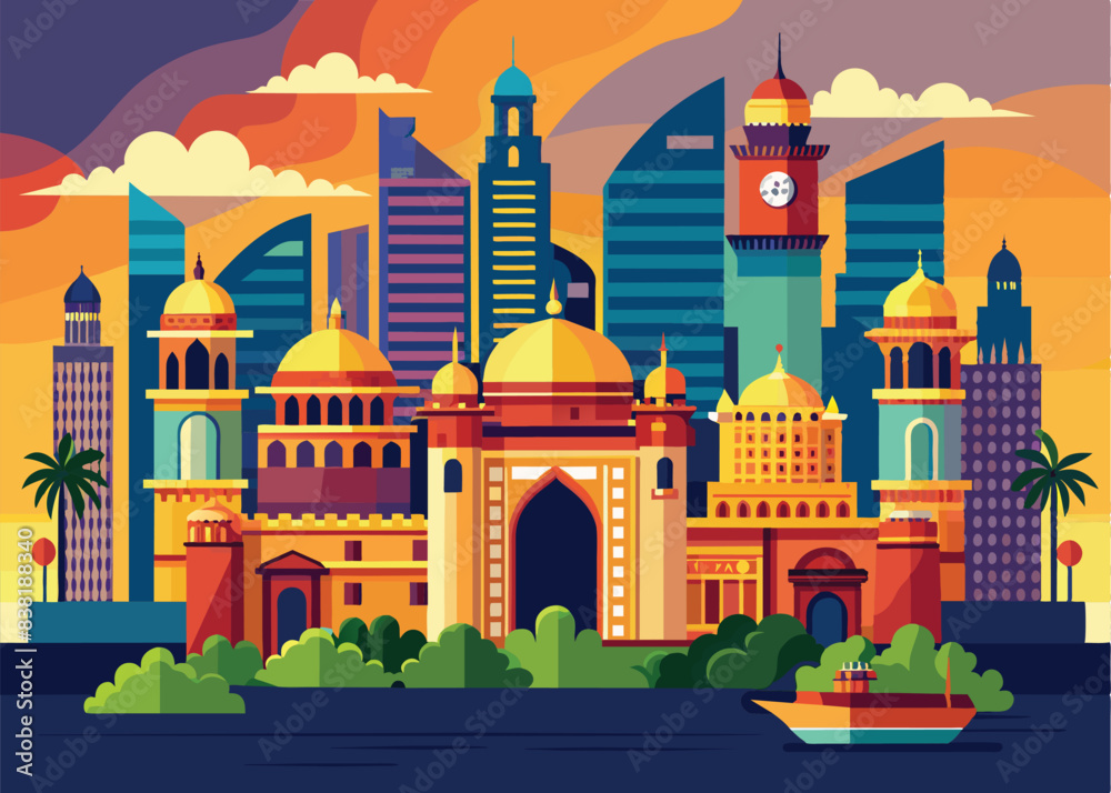 Mumbai skyline landscape view of the city of Mumbai with ...