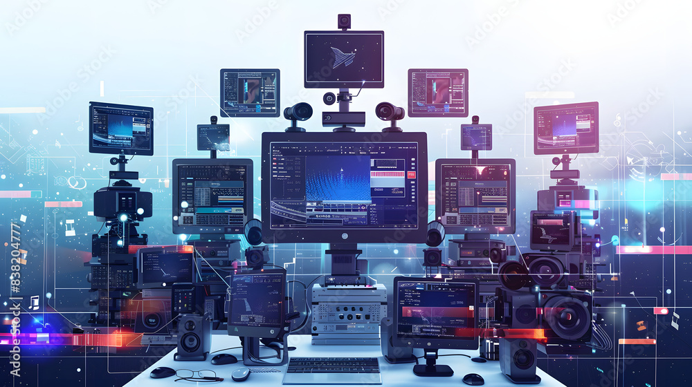 create a real-time digital broadcast scene highlighting technologies ...