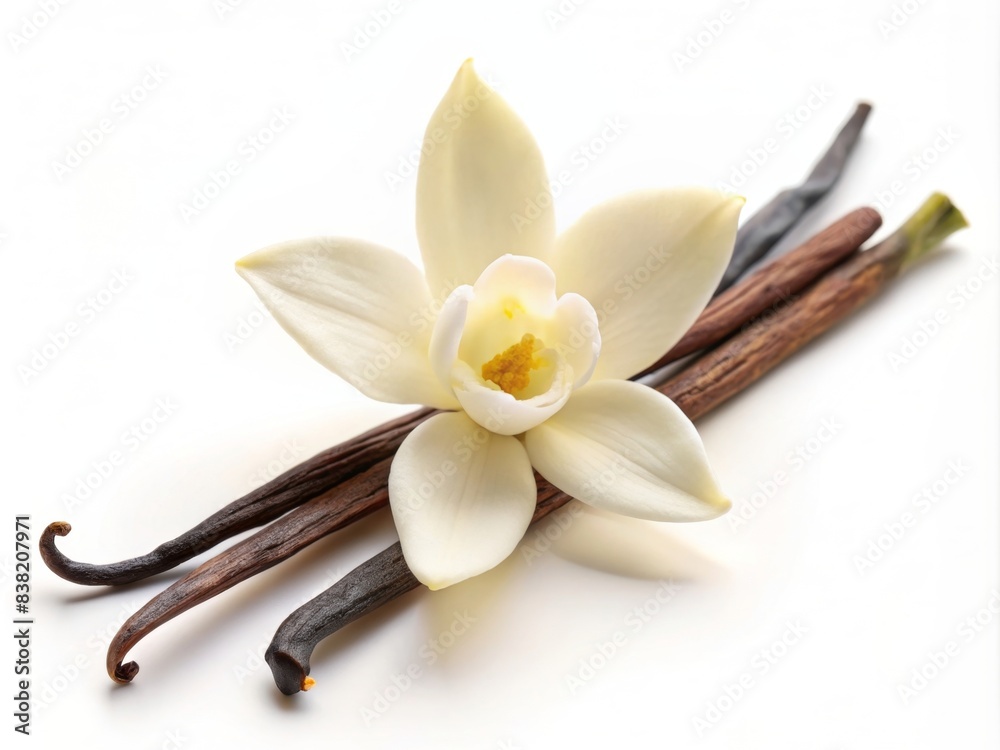 White vanilla flower with sticks isolated on white background, clipart ...