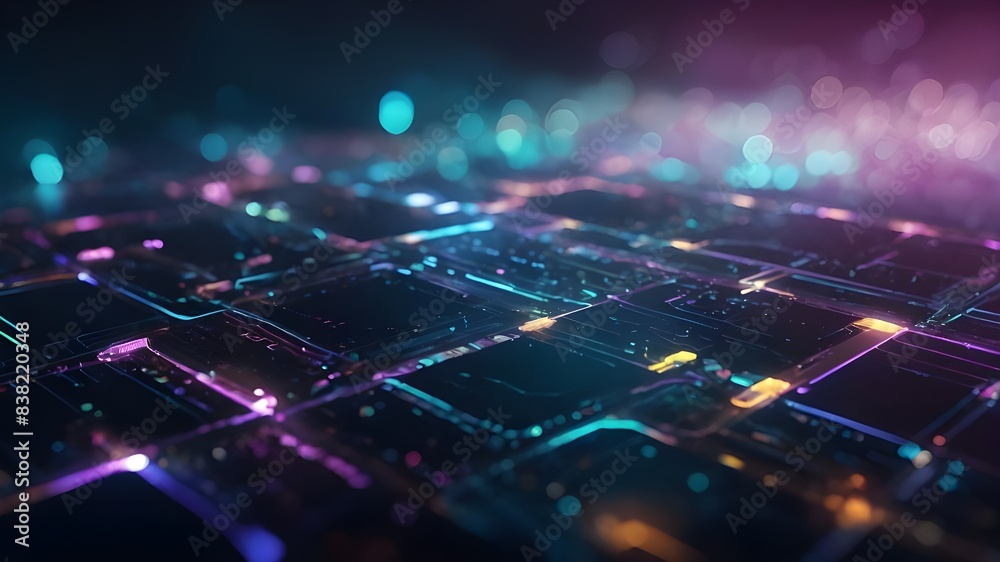 Futuristic Abstract Background with Bokeh and Tech Elements ...