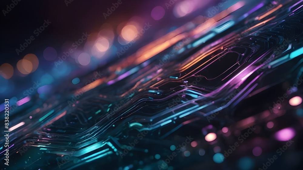 Futuristic Abstract Background with Bokeh and Tech Elements ...