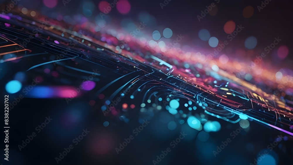 Futuristic Abstract Background with Bokeh and Tech Elements ...