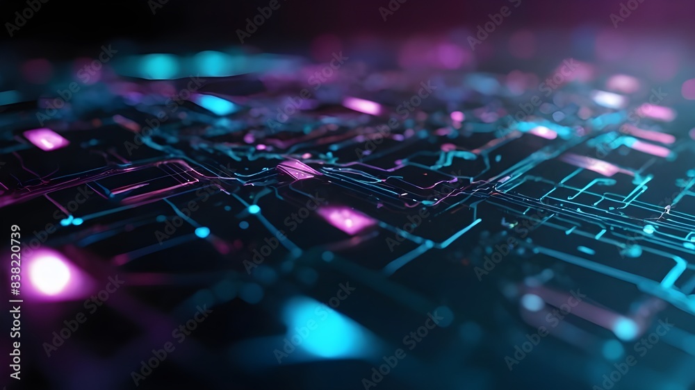 Futuristic Abstract Background with Bokeh and Tech Elements ...