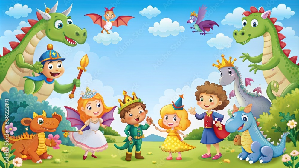 Children's book characters including fairies, knights, and dinosaurs ...