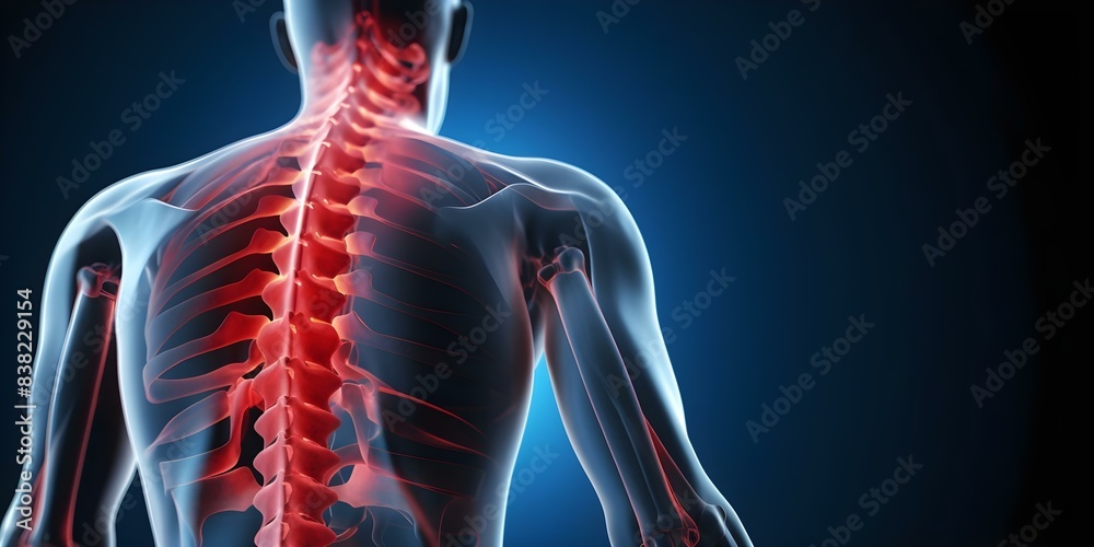 Person with curved spine indicating spinal fracture experiencing back ...