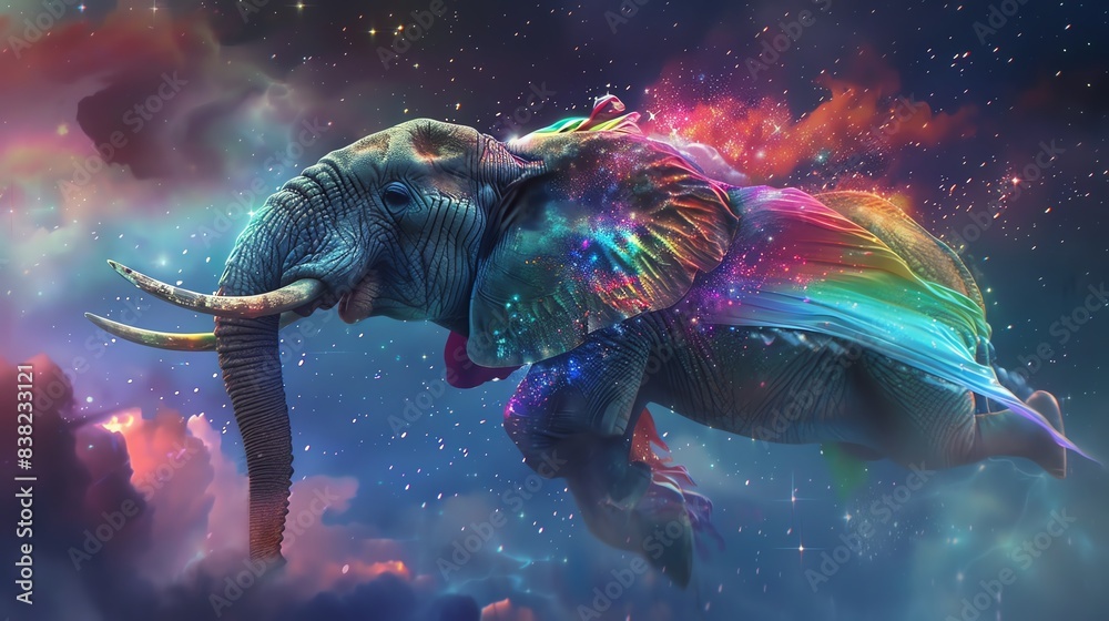 Craft a surrealistic wildlife composition in a virtual reality setting ...