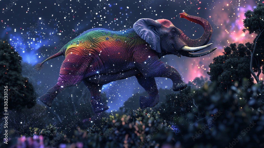 Craft a surrealistic wildlife composition in a virtual reality setting ...