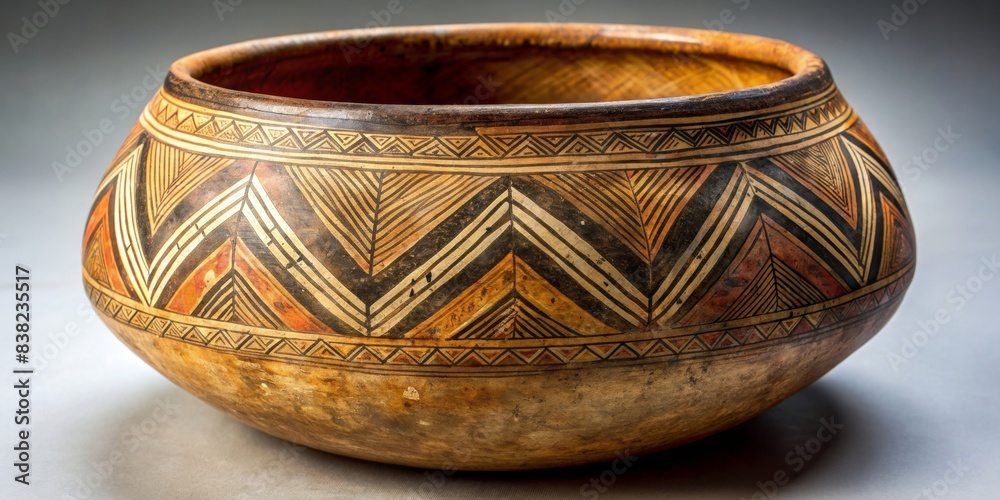 Neolithic pottery vessel with intricate designs , pottery, vessel ...