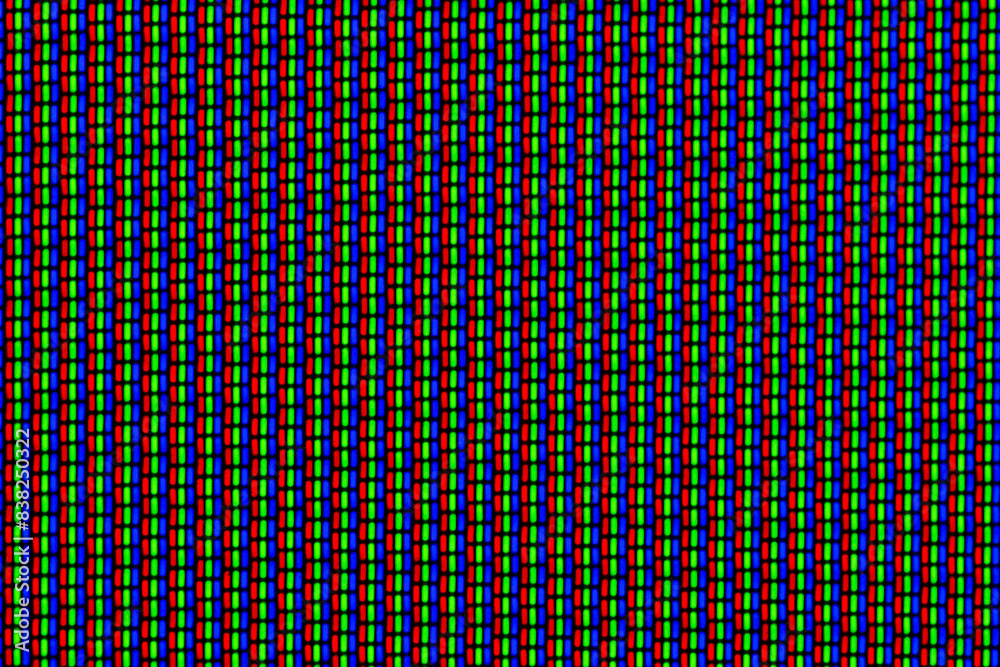 Poster Color dot of a CRT TV screen (cathode ray tube) Shot using a macro technique, showing the ...