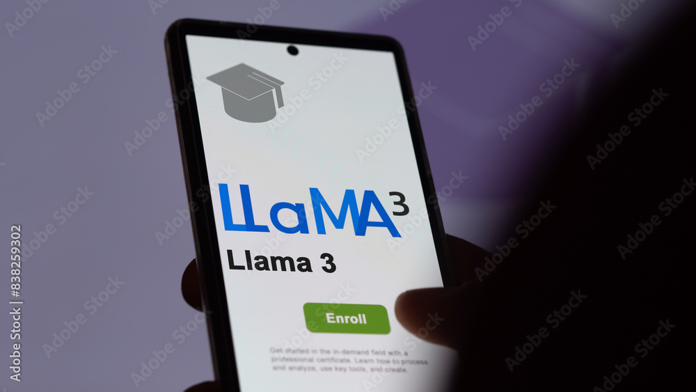 May 03th 2024. Student enrolls to Llama 3 program on a phone ...