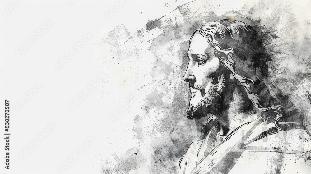 Sketch of Jesus Christ on white background. Stock Illustration | Adobe ...