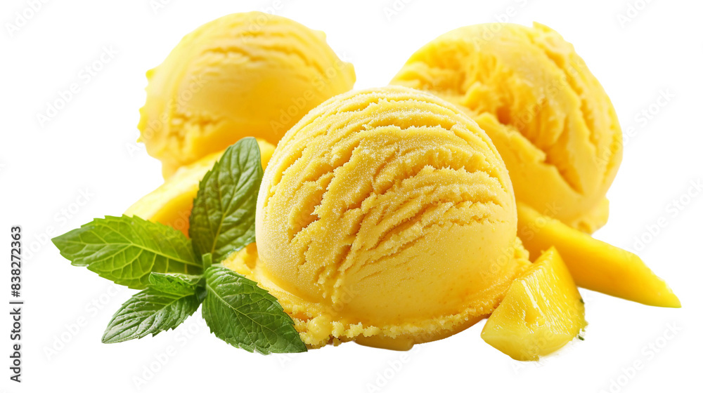 Mango Sherbet on Transparent Background: Delicious Summer Dessert Mango ...