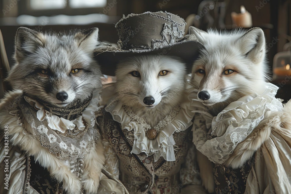 arctic fox dressed in victorian era clothing illustration Stock Photo ...