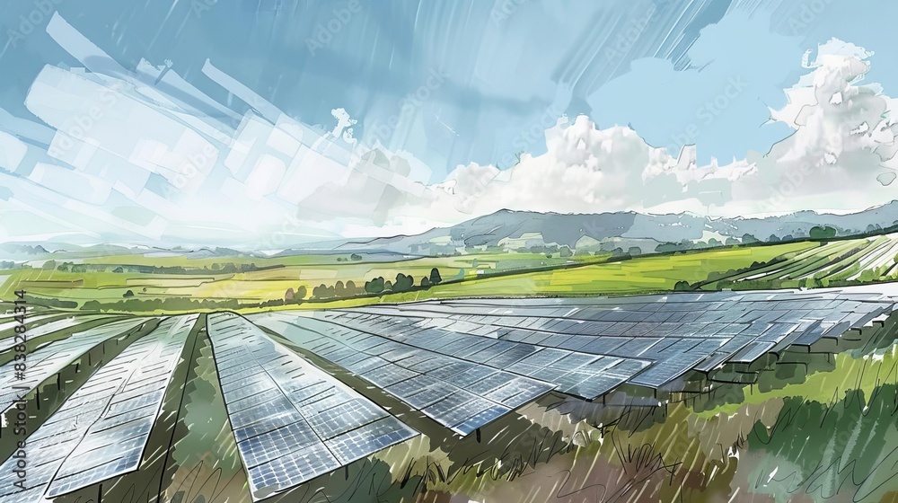 solar breakthrough sketch of a largescale photovoltaic panel farm ...