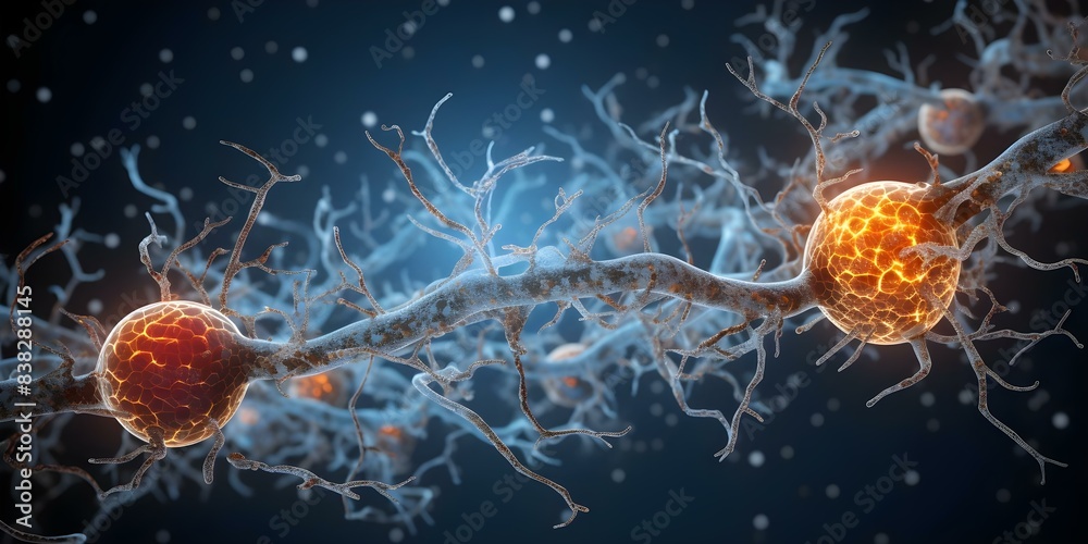 3D model showing multiple sclerosis progression with myelin destruction ...