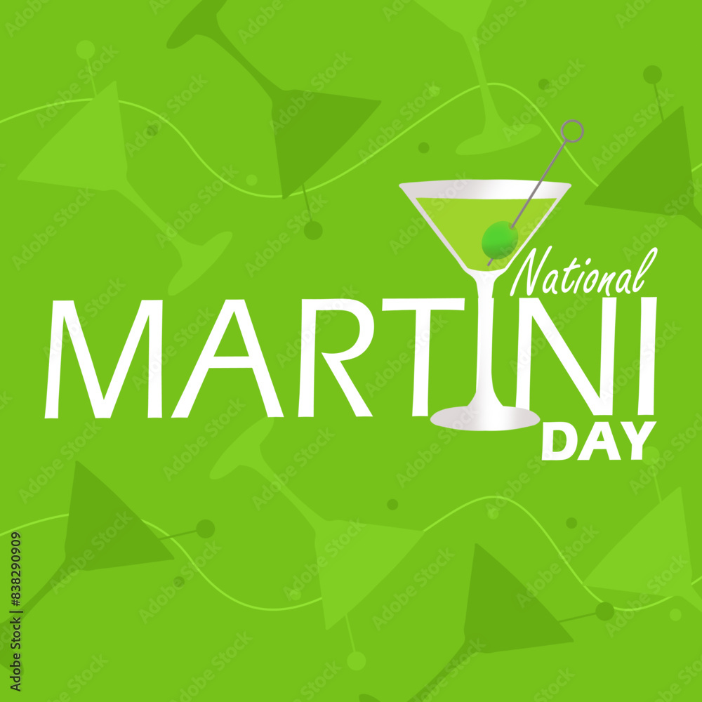 National Martini Day event banner. A glass of Martini drink with bold ...