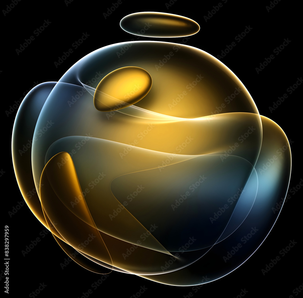 3D render abstract art of surreal alien ball flower in spherical round ...