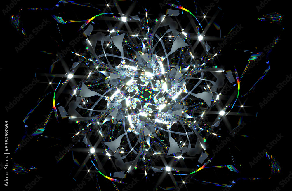 3d render of abstract art with transform rotating fractal diamond ...
