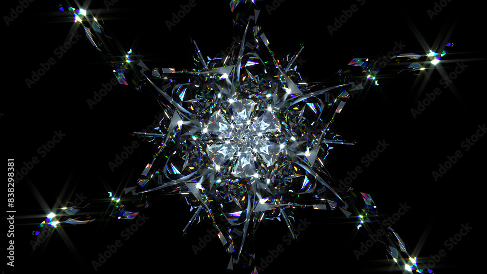3d render of abstract art with transform rotating fractal diamond ...