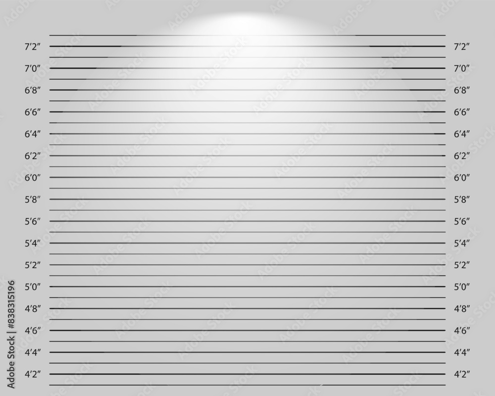 Line up mugshot background with lighting effect. Police height chart ...
