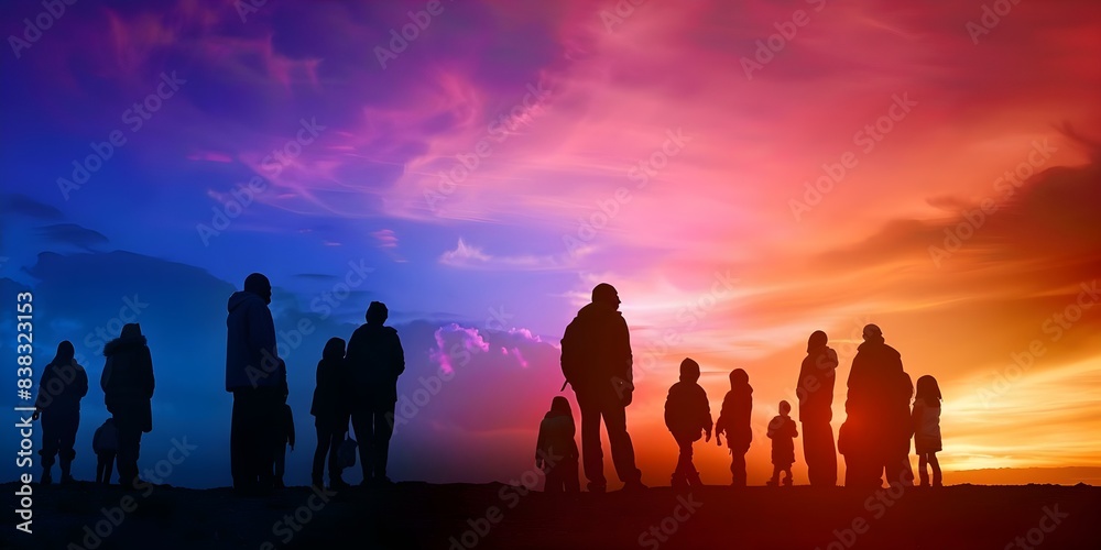 Silhouette of people waiting for Jesus second coming trusting in God ...