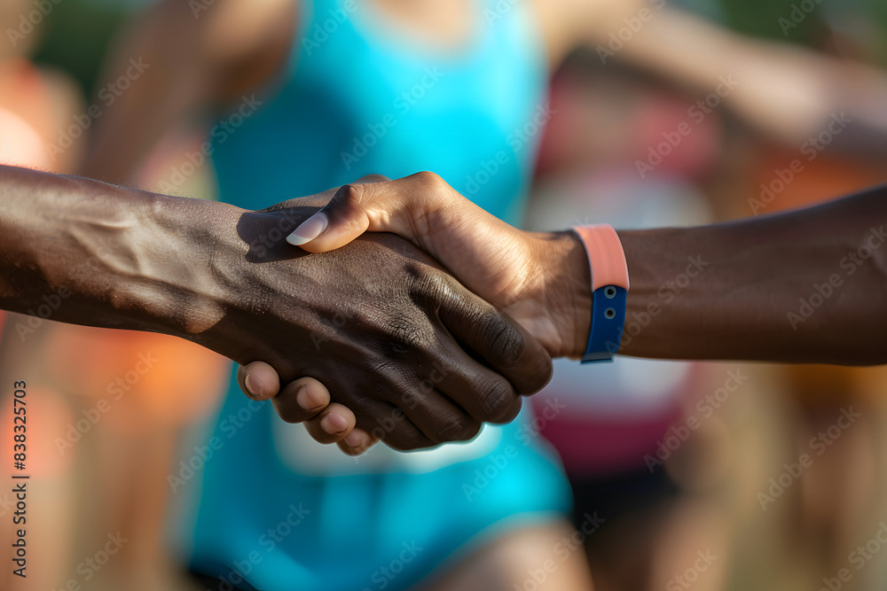 "Unified Strides: Multiracial Runners Engage in a Modern Handshake ...
