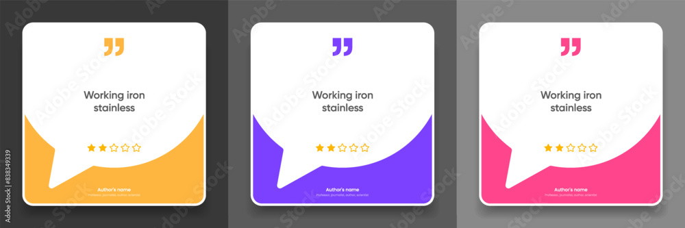 3D bubble testimonial banner, quote, infographic. Social media post ...
