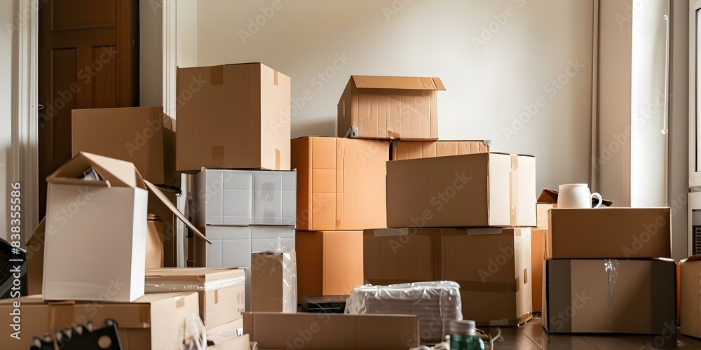 Moving Out Apartment Packed with Boxes and Belongings, Leaving Empty ...