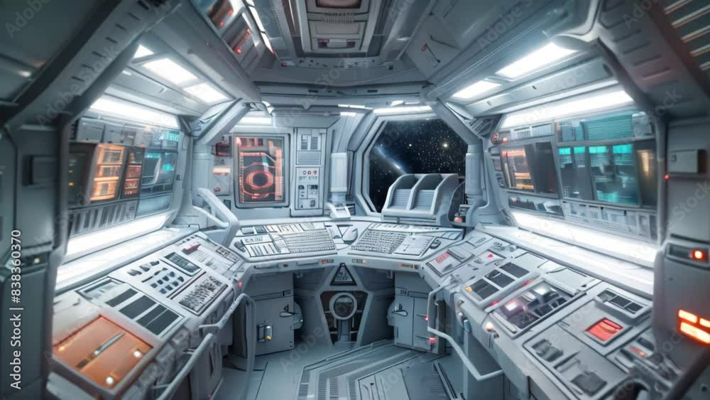 Artists depiction of a high-tech space station with advanced control ...