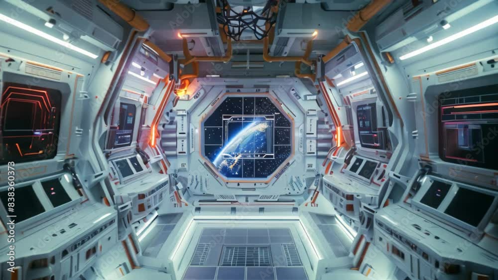 Detailed view of high-tech control panels and equipment inside a space ...