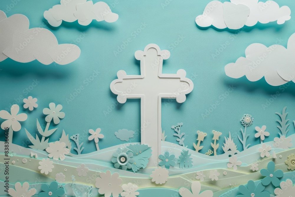 Paper cutout of a cross, medical theme, hospital background Stock ...