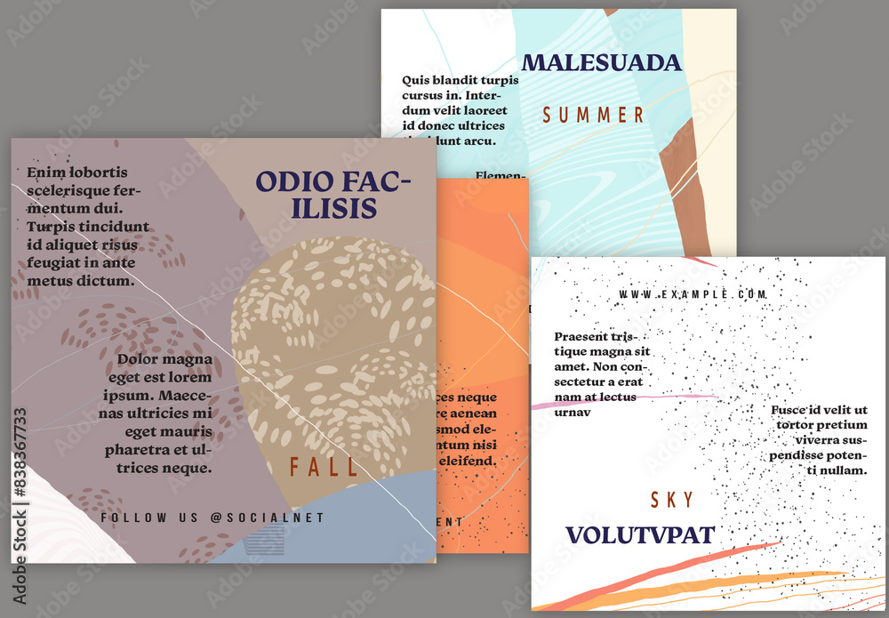 Social Media Square Post Layout Overlapping Blobs Textured With Spots ...