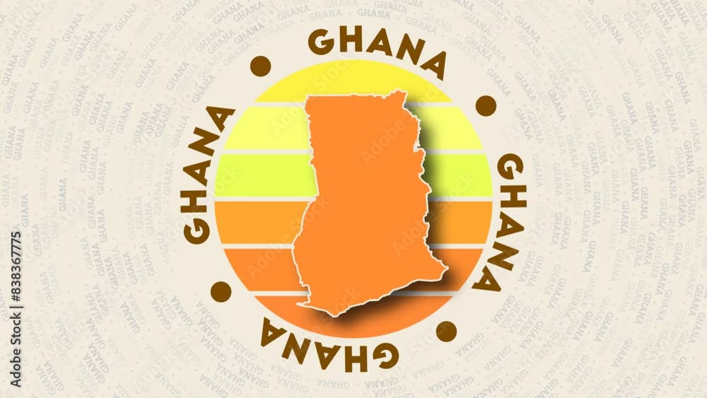 Ghana logo intro. Badge with the circular name and map of country ...