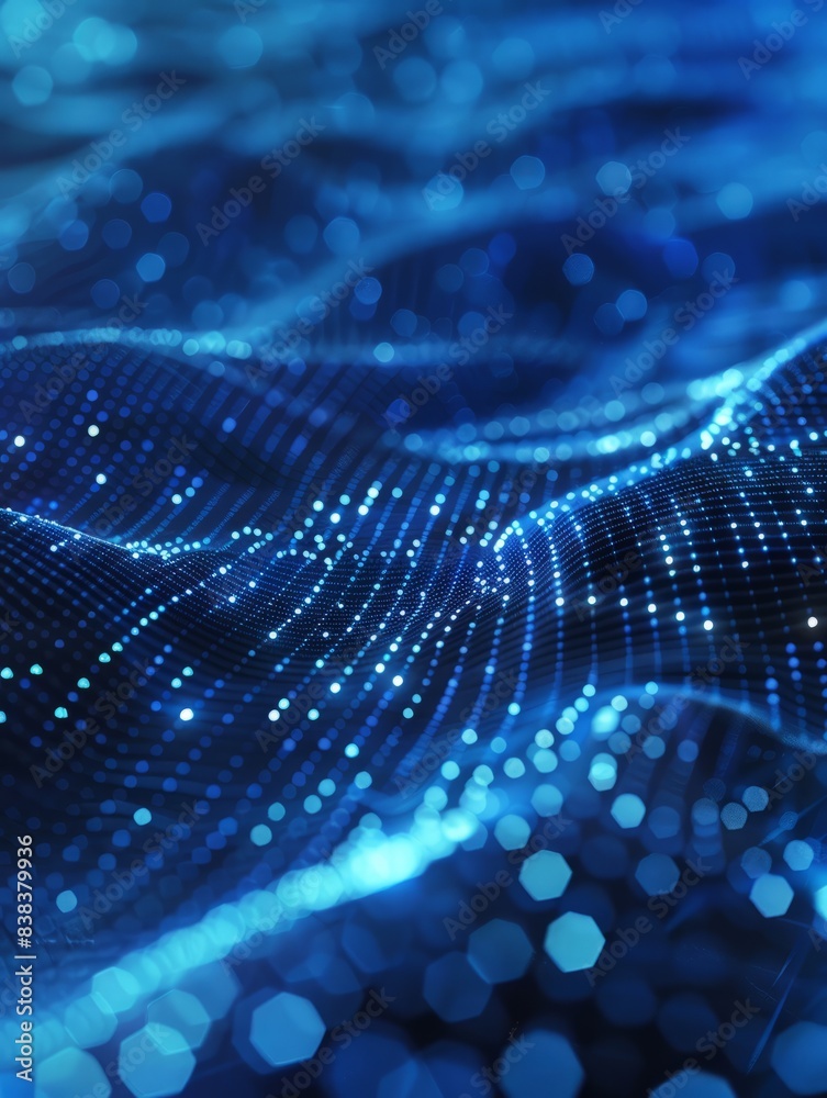Abstract blue digital technology background of dots and lines. Concept for neural network ...