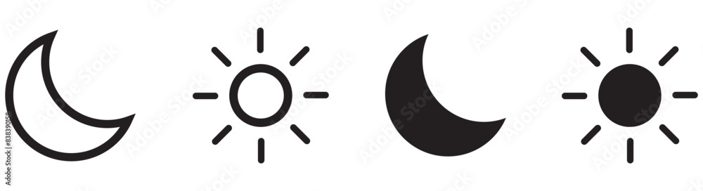 Sun and moon icon vector day and night icon set. dark and light mode ...