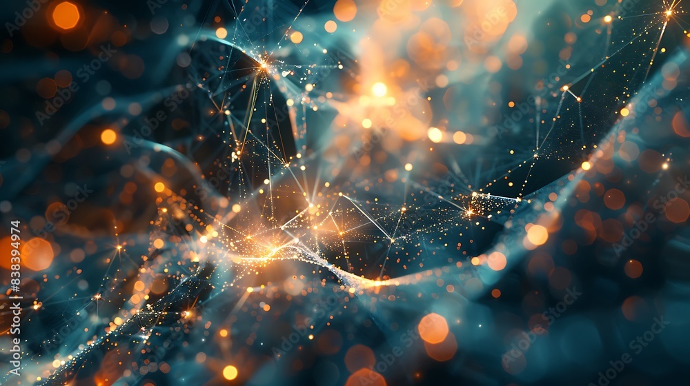 Abstract digital network background with glowing nodes and connections ...