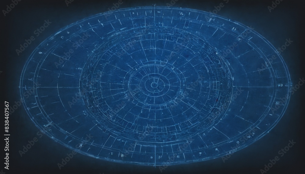 High-detailed blueprint of a circular mechanical structure ...
