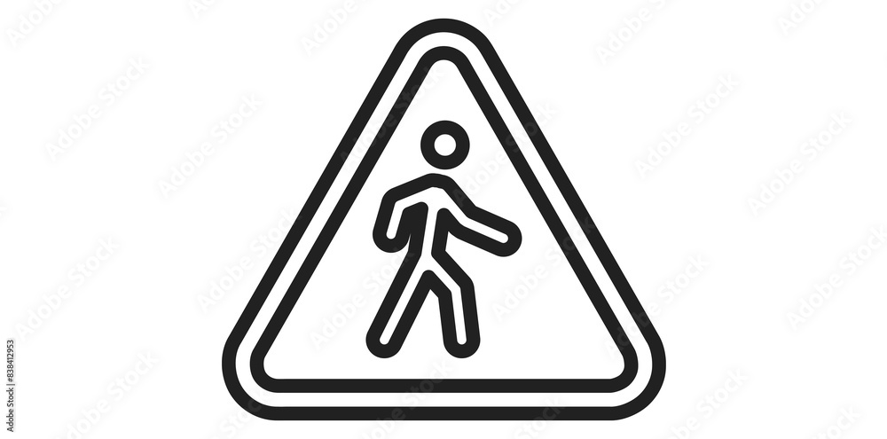 Drawing Style Of Traffic Sign Icon, Pedestrian Crossing Road Sign ...