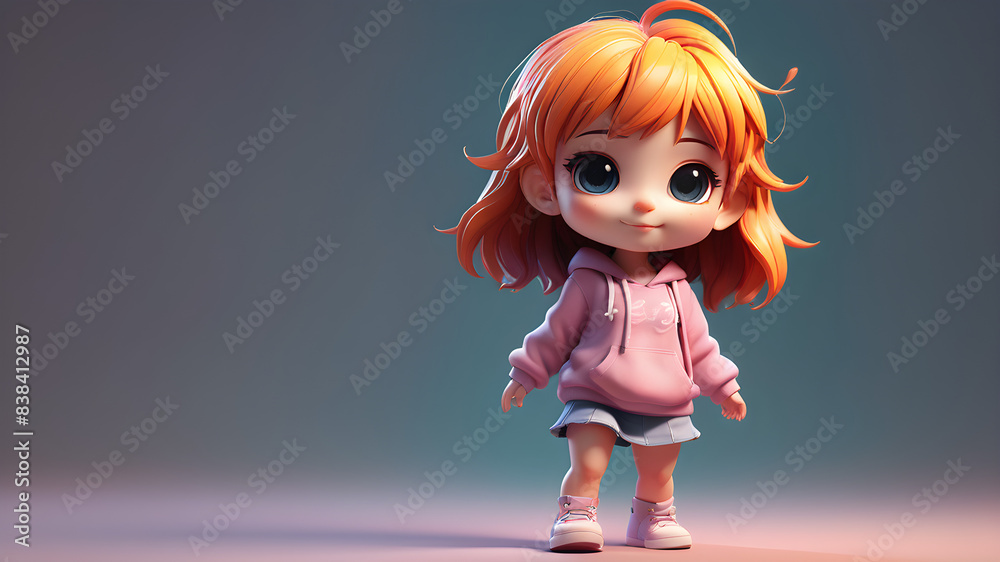 4d photographic image of full body image of a cute little chibi girl ...