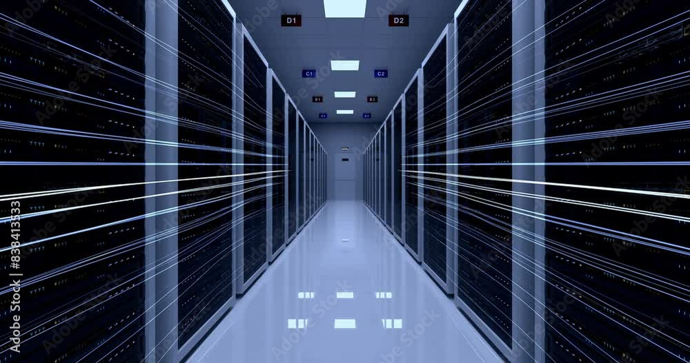 Modern AI Server Room Environment. Computer Racks All Around ...