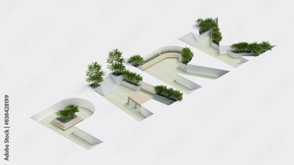 environment isometric park nature. isometric environmental sustainable landscape forest with ...