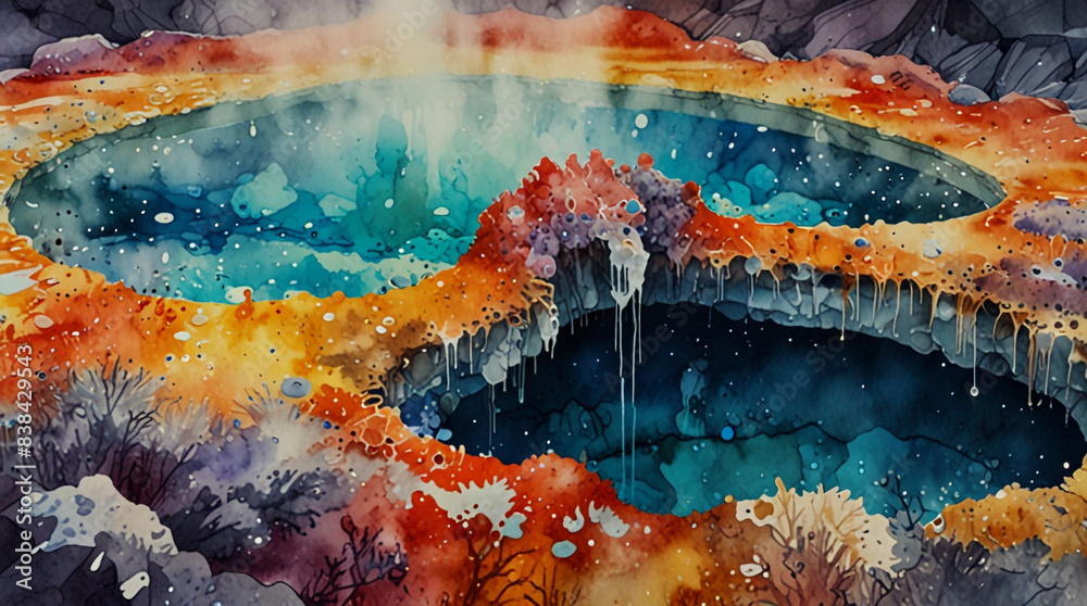 Watercolor painting: A microscopic view of extremophilic archaea ...